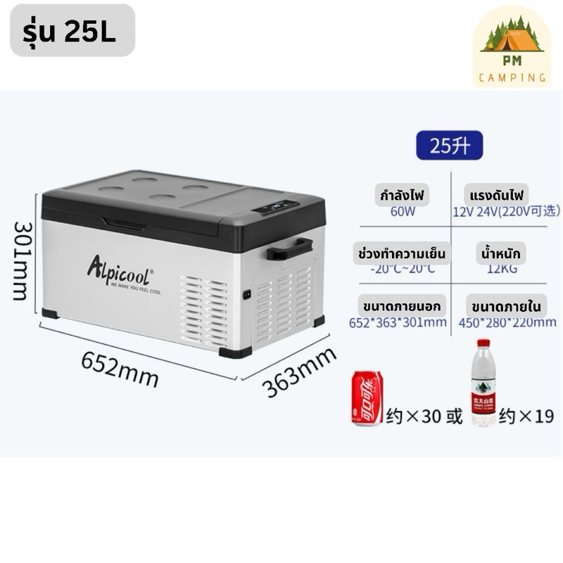 ตู้เย็น Alpicool freezer ตู้เย็นขนาดเล็ก พกพา ตู้เย็นในรถ มินิ เครื่อง ...