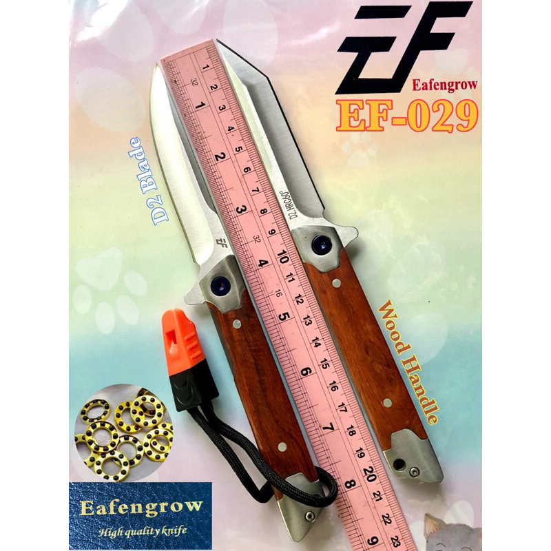 มีดพับด้ามจับไม้EF-029D/Tใบมีด2แบบDrop point & tanto | Shopee Thailand