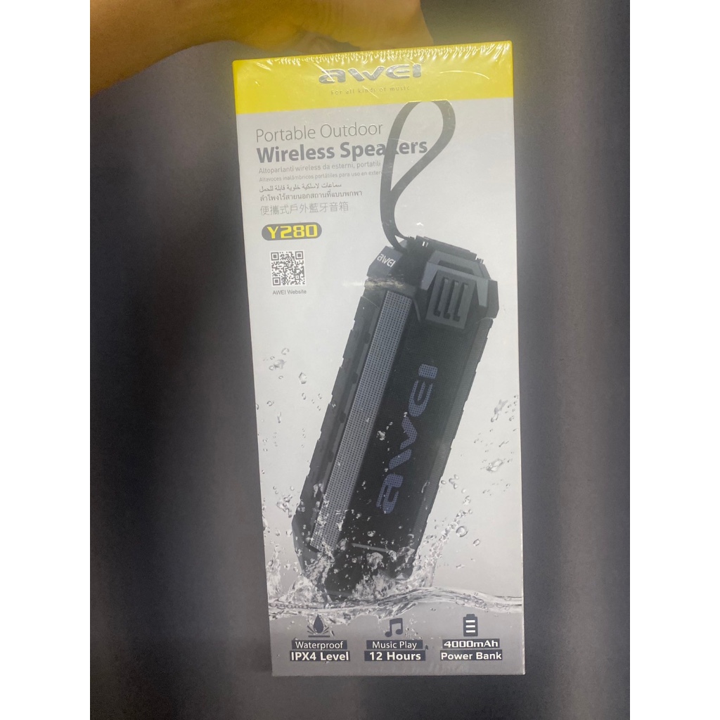 Awei Y280 ลำโพงไร้สายแบบพกพากลางแจ้งเสียงสเตอริโอคู่ AUX TF Card FM IPX4 ลำโพงบลูทูธกันน้ำสำหรับ ...