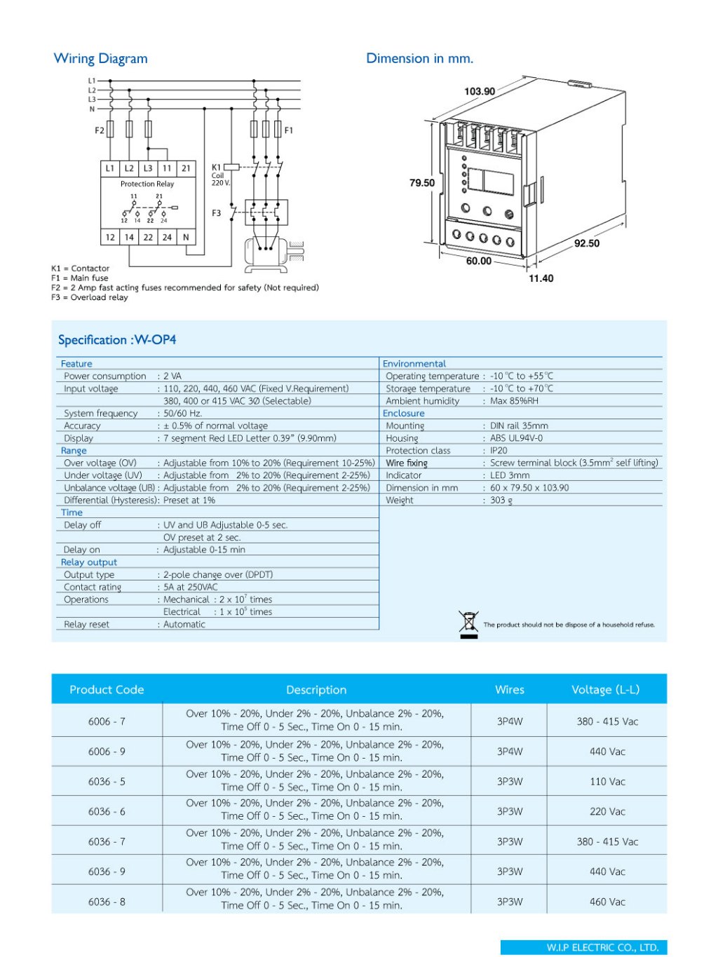 WIP W-OP4 Phase Protection Relay | Shopee Thailand