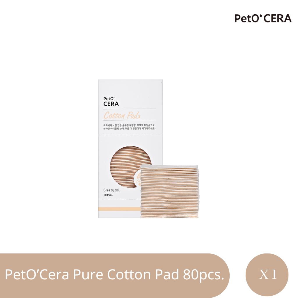 [Breezy Tail] PetO'CERA Pure Cotton Pad, 80pcs. แผ่นสำลีจากเส้นใย ...