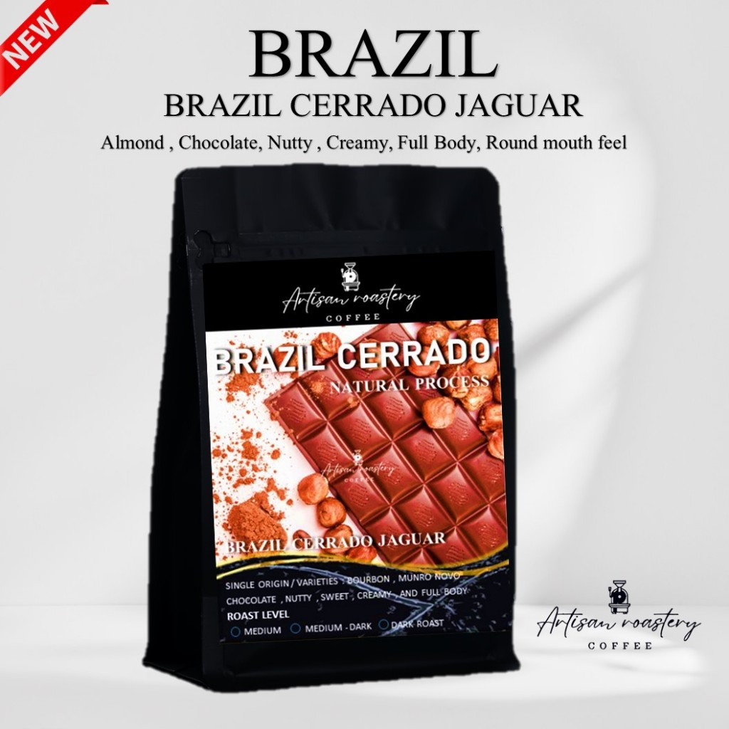 Artisan Coffee Roastery เมล็ดกาแฟคั่ว BRAZIL CERRADO Jaguar Pulped Natural process ออกโทน Nutty ...