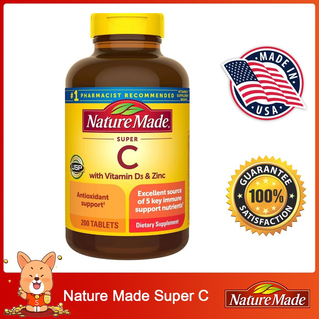 (Exp.01/2027)Nature Made Super C with Vitamin D3&Zinc 200เม็ด | Shopee ...