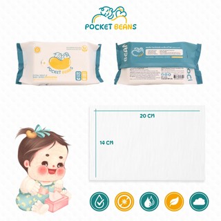 POCKET BEANS - ทิชชู่เปียกสูตรน้ำเกลือ แพ็ค 80 แผ่น (พอคเก็ต บีนส์ ...