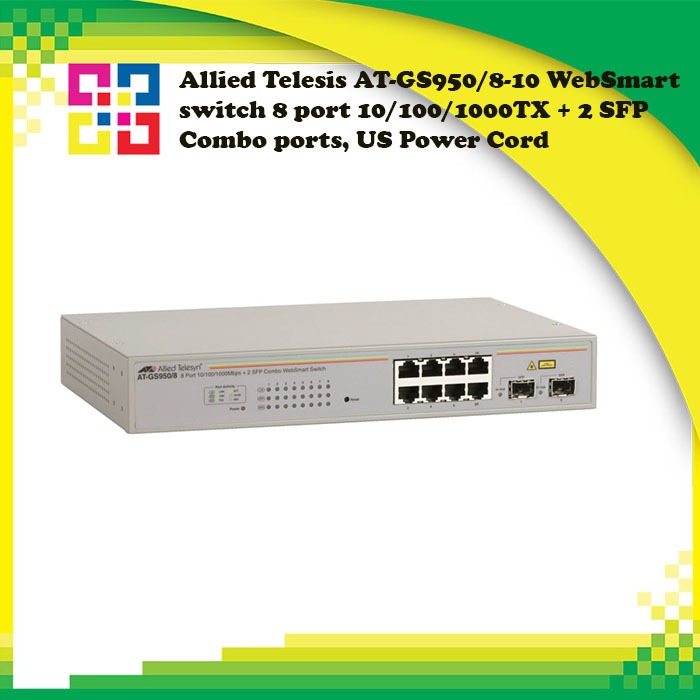 Allied Telesis AT-GS950/8-10 WebSmart switch 8 port 10/100/1000TX+2SFP Combo ports, US Power ...
