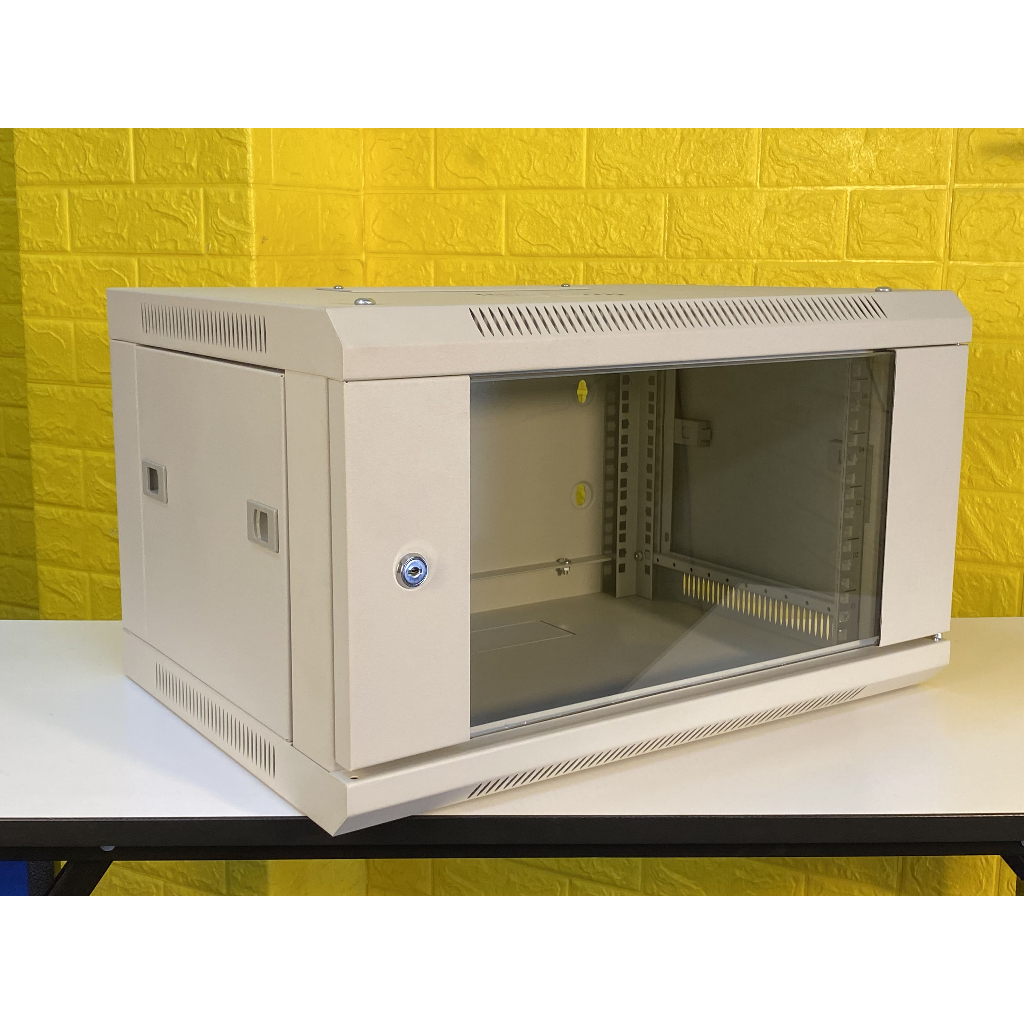 ตู้แร็คติดผนัง 19" Rack 6U (55X40CM.) ประตูหน้ากระจก แถมพัดลม 1 ตัว | Shopee Thailand