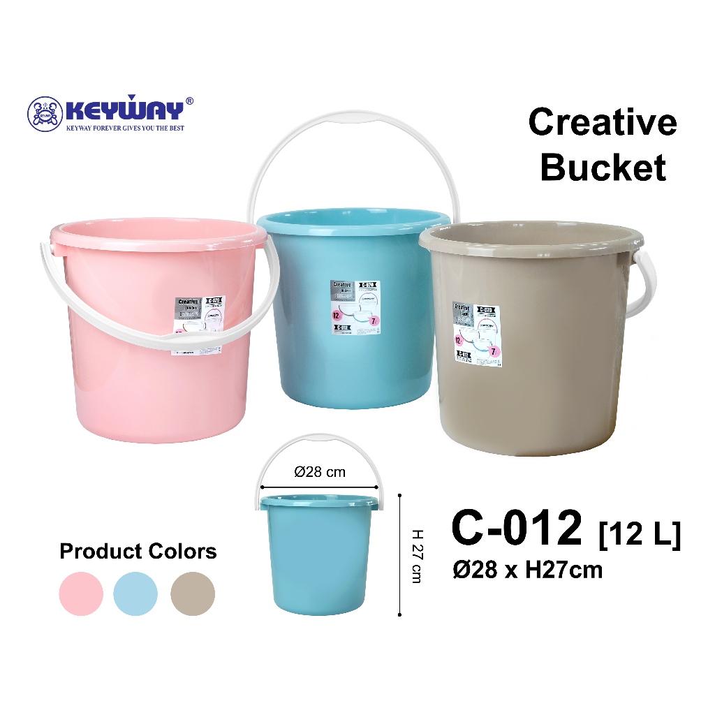 Keyway รุ่น CB-012 / C-012 ถังน้ำ 12ลิตร สีใหม่ 2024 (ถังน้ำพลาสติก มีหูหิ้ว - Bucket 12L ...