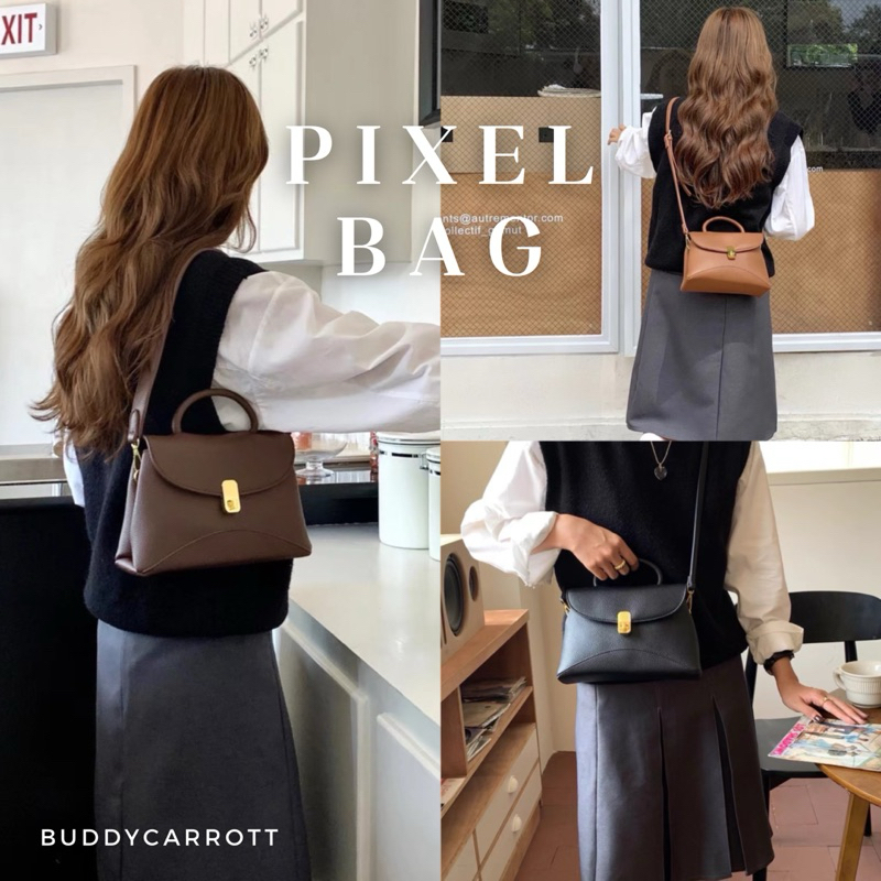 pixel bag พร้อมส่ง กระเป๋าทรงสวย หนัง ดีมาก อะไหล่ทอง มีสายให้สองระดับ ...