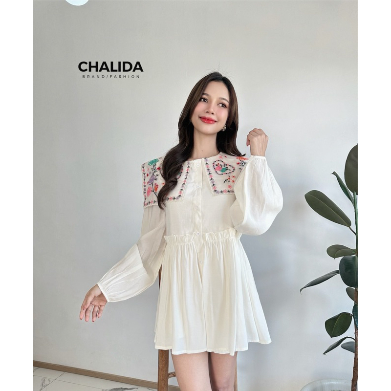 Chalida ชุดเซต สีครีม | Shopee Thailand