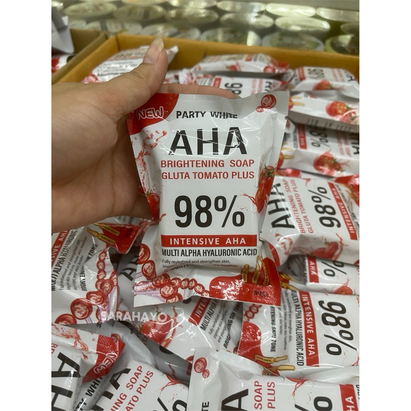 Party White AHA Brightening Soap Gluta Tomato Plus 80g. สบู่มะเขือเทศ | Shopee Thailand