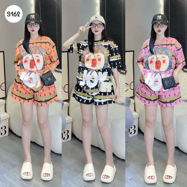 S169-ชุดเซ็ท2ชิ้น พิมพ์ลายเด็กหาว กางเกงขาสั้นมีกระเป๋าข้าง | Shopee ...