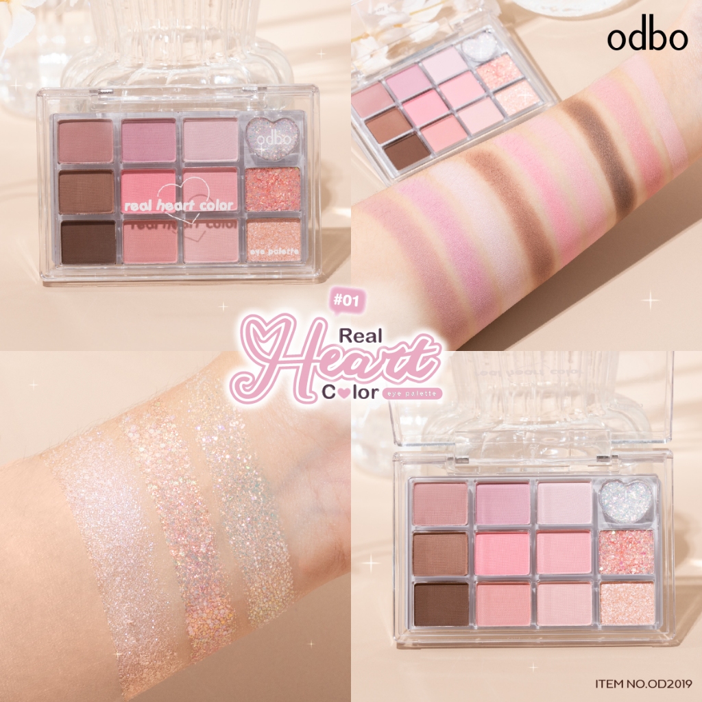 ODBO Real heart color eye palette 8g. od2019 โอดีบีโอ เรียล ฮาร์ท คัลเลอร์ อาย พาเลท พาเลทตา ...