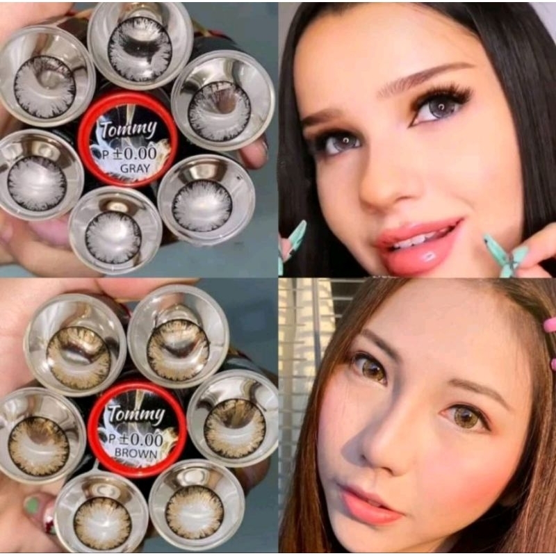 คอนแทคเลนส์ บิ๊กอาย รุ่น Tommy R สีเทา/ตาล Gray/Brown มีสายตา (0.00 ...