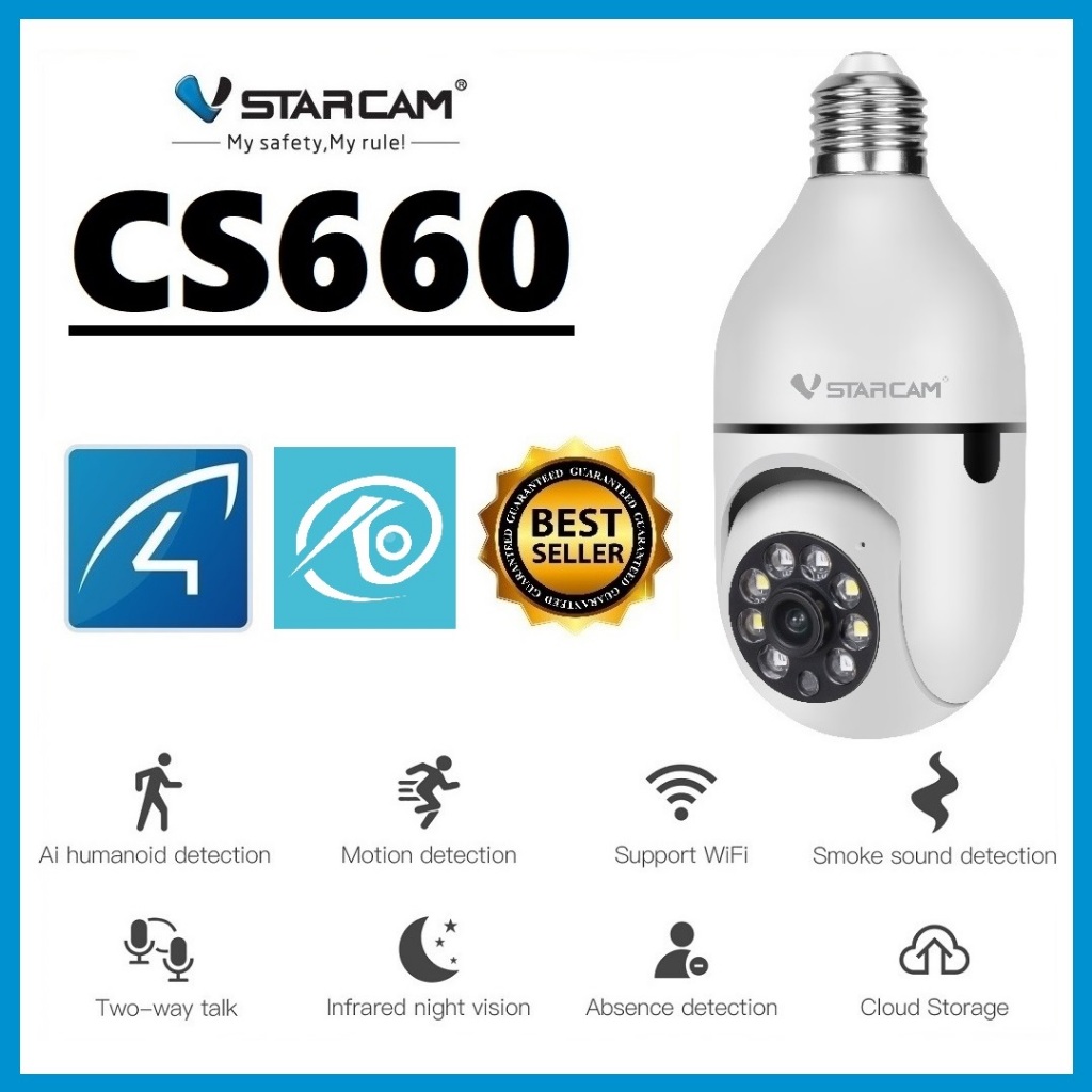 VSTARCAM CS660 WiFi SUPER HD 1296p 3MP iP Camera ใส่ขั้วหลอดไฟ E27 กล้องวงจรปิดไร้สาย Ai + ตรวจ ...