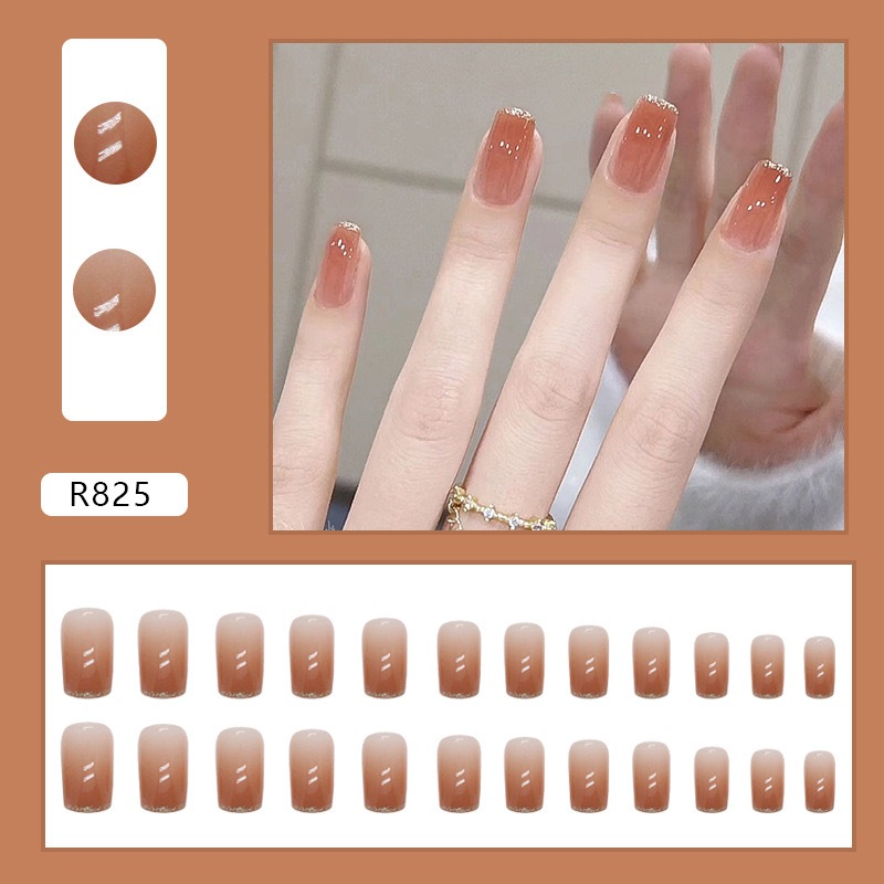 เล็บปลอม【R825】 เล็บปลอมสำเร็จรูป เล็บปลอมยาว กันน้ำ หลากหลายสไตล์ กล่อง ...