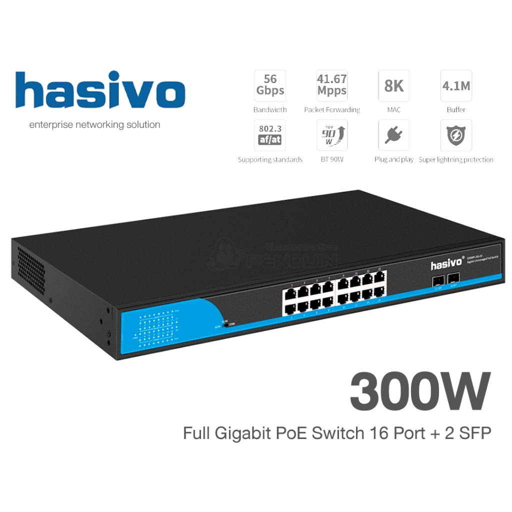 hasivo รุ่น S5800P-16G-2S | Full Gigabit POE Switch 16 POE + 2 SFP (300W) ประกัน 1 ปี | Shopee ...