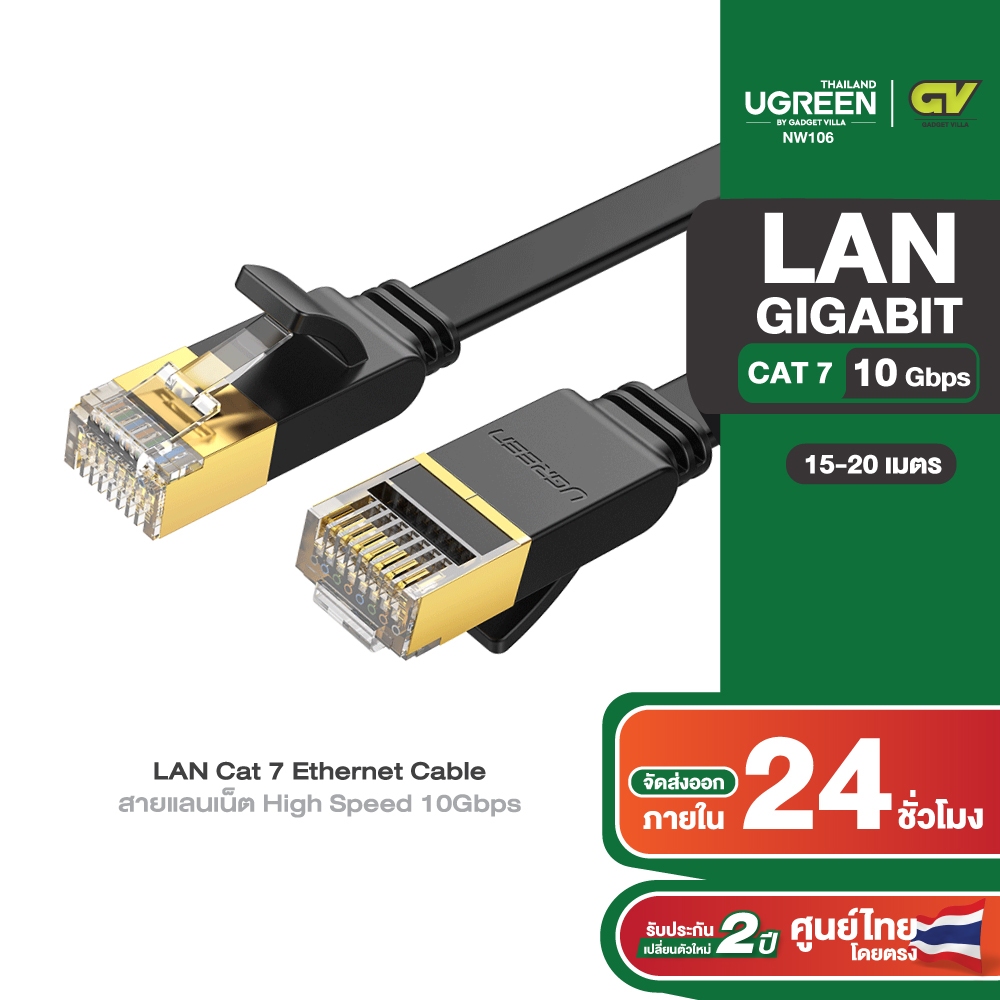 UGREEN รุ่น NW106 สายแลนเน็ต CAT7 LAN Cable Gigabit RJ45 รองรับความเร็ว ...