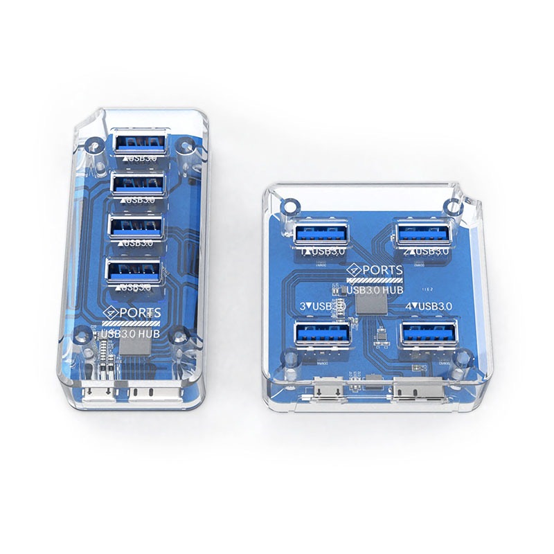 USB 3.0 Transparent HUB External 4 Port USB Splitter with Dual Micro ...