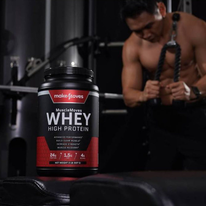 MakeMoves เวย์โปรตีนเพิ่มกล้ามเนื้อ กล้ามใหญ่ กล้ามชัด โปรตีนสูง 24 กรัม/ช้อน | Shopee Thailand