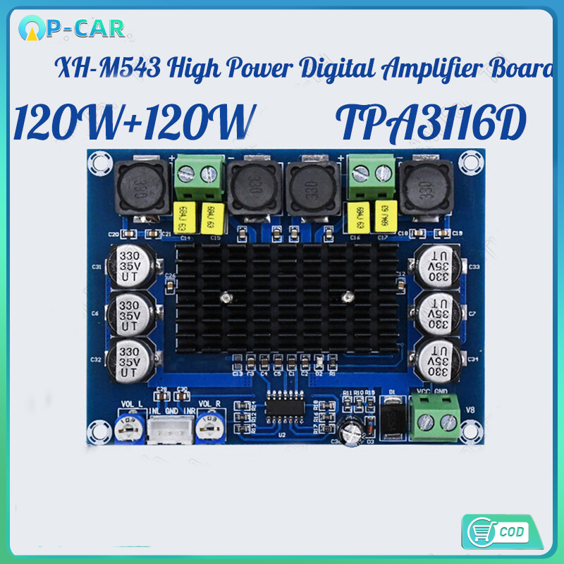 Dual-channel Stereo High Power Digital Audio Power Amplifier Board 2*120W XH-M543 DIY ...