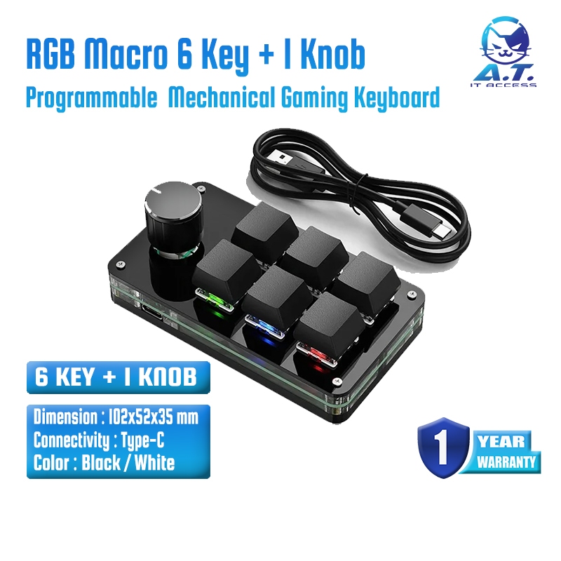 Macropad Macro Mechanical Keyboard RGB Mini Gaming Mini 6 Keys Knob Function | Shopee Thailand