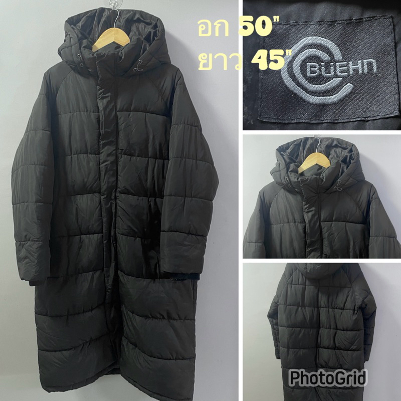 (มือสอง)Long padding jacket สีดำไซส์ใหญ่ ป้ายเกาหลี | Shopee Thailand