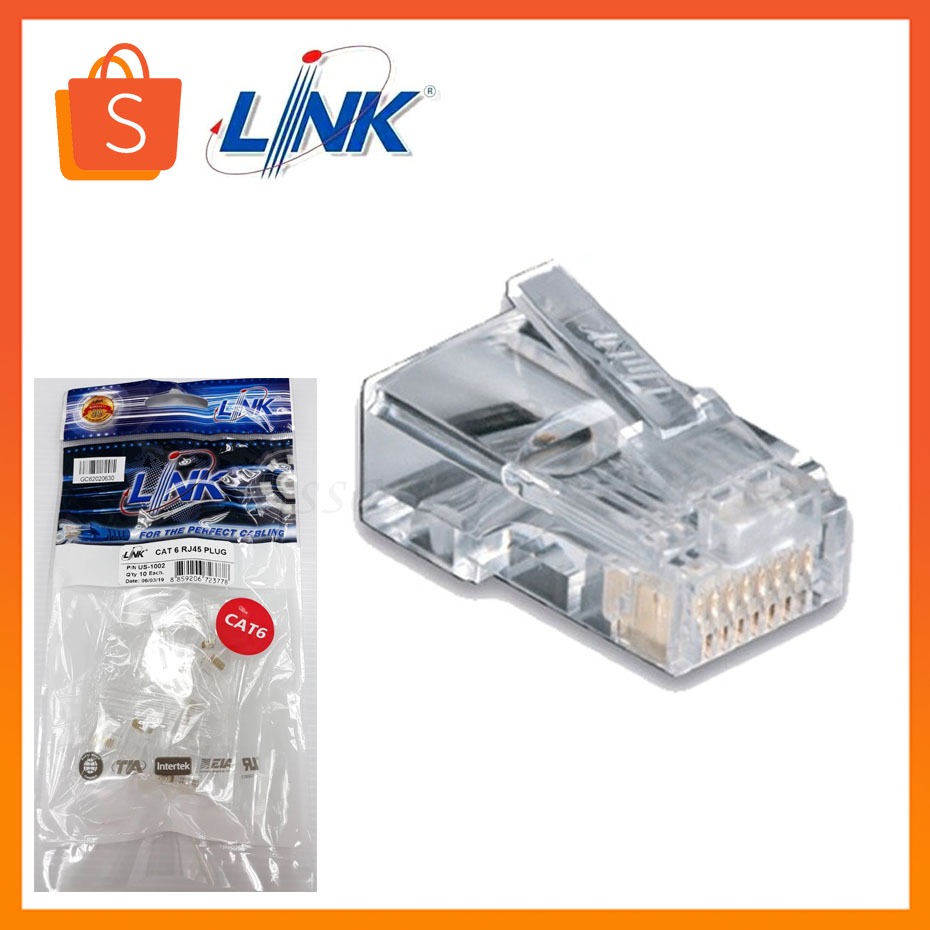 หัวแลนตัวผู้ LINK RJ45 CAT6 รุ่น US-1002 (ถุง 10 ตัว) | Shopee Thailand