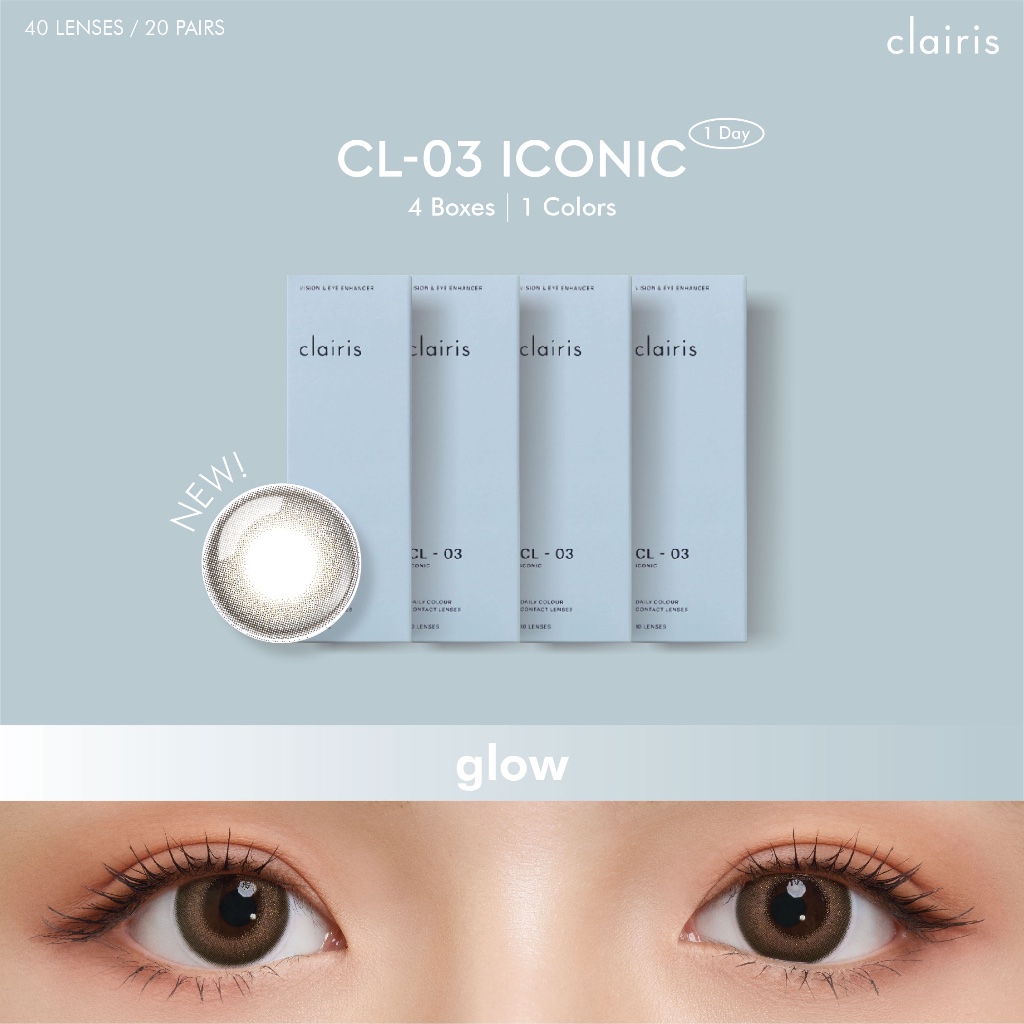 [1เซตแถม 1กล่องคละสี](NEW) Clairis 1Day: (เช็ต 4 กล่อง 20 คู่) สี Iconic Glow รุ่น CL-03 ICONIC ...