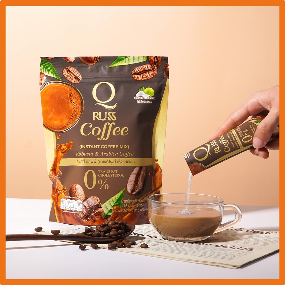 Q Russ Coffee คิวรัสส์ คอฟฟี่ กาเเฟคุมหิว อิ่มนาน อร่อย เข้มข้น กลมกล่อม ใช้หญ้าหวานแทนน้ำตาล ...