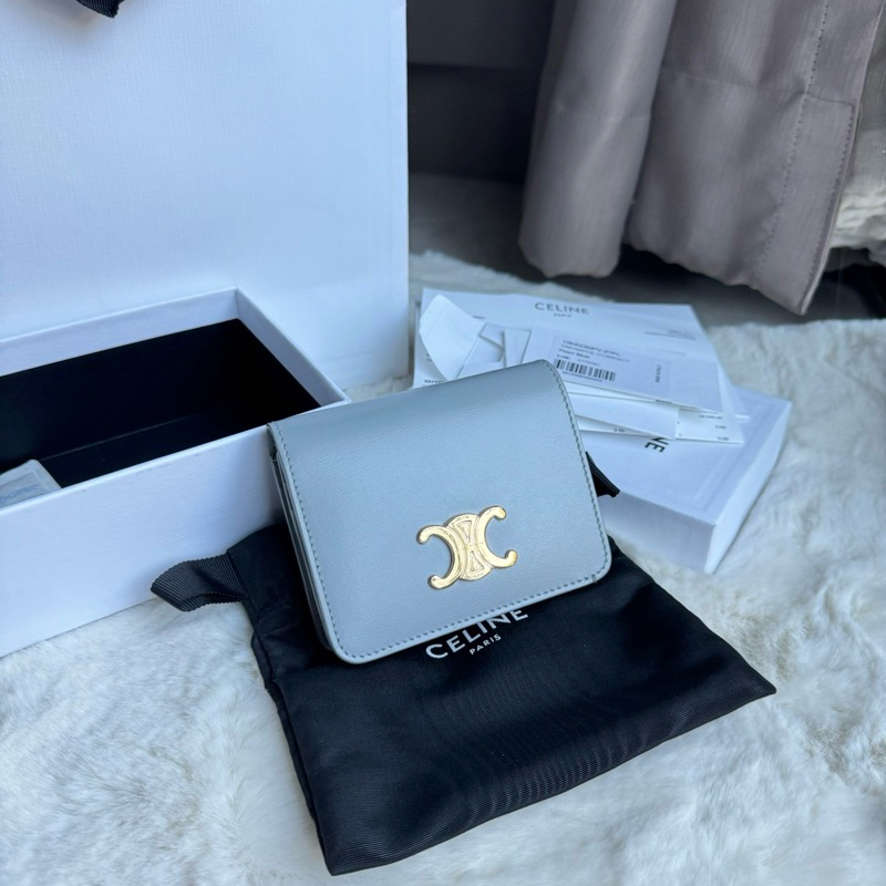 Like new ‼️ Celine compact wallet ปี 2023 ออก shop ไทย สีฟ้า สภาพสวยงาม ...