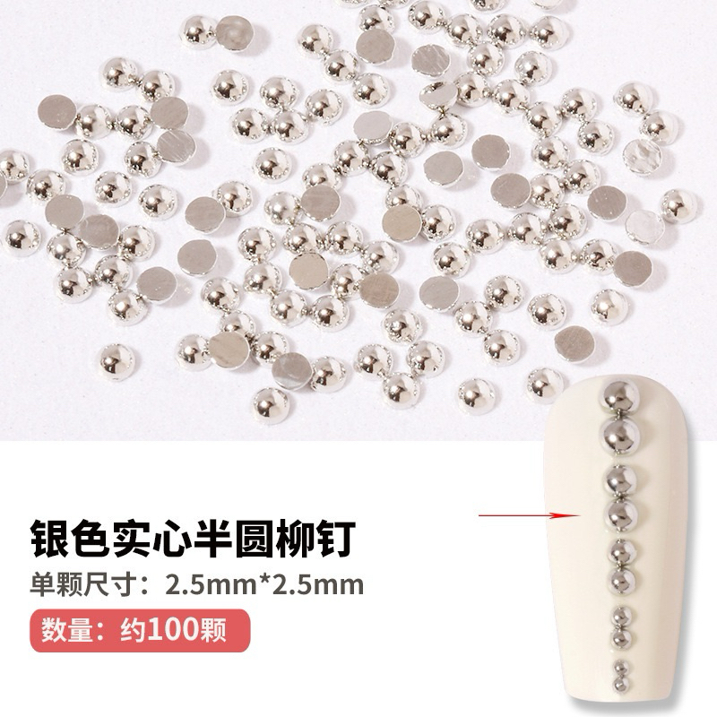 หมุดสีทองครึ่งวงกลม 3D ขนาดเล็ก สีทอง สีเงิน สําหรับตกแต่งเล็บ 100 ชิ้น ...