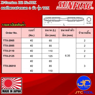 Sunflag ดอกไขควงไฟฟ้าแรงบิดสูงปากแฉก 2 หัว รุ่น TTX - Electric X-Torsion Bits Double Philip Type ...