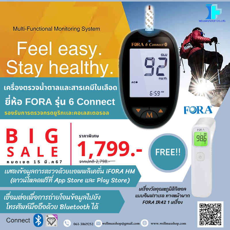 เครื่องตรวจน้ำตาลและสารเคมีในเลือดแบบมัลติฟังก์ชั่น ยี่ห้อ ForaCare ...