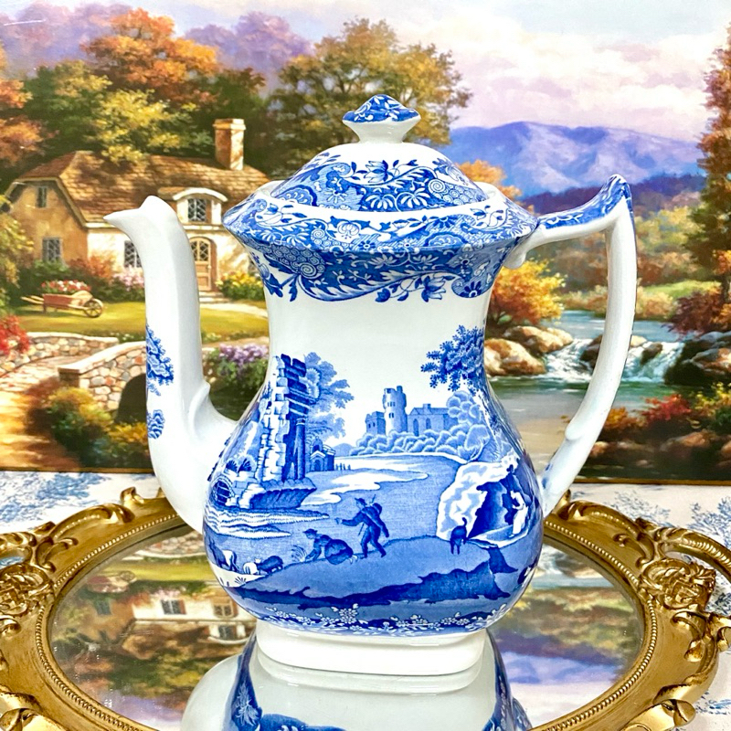 มีตำหนิ Vintage Spode Blue Italian Coffee Pot กา | Shopee Thailand