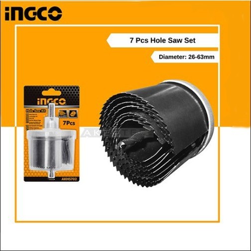 INGCO โฮลซอเจาะไม้ 7 ตัว/ชุด ขนาด 26,32,38,45,50,56,63 MM รุ่น AKHS702 ...
