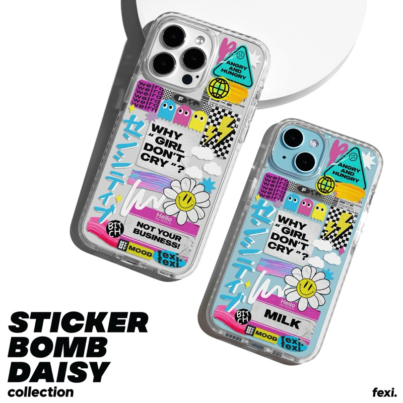 เคสไอโฟน ((สั่งทำชื่อได้)) “ Sticker Bomb Daisy “ iPhone Case for 12 - 16 series & Samsung S24 ...