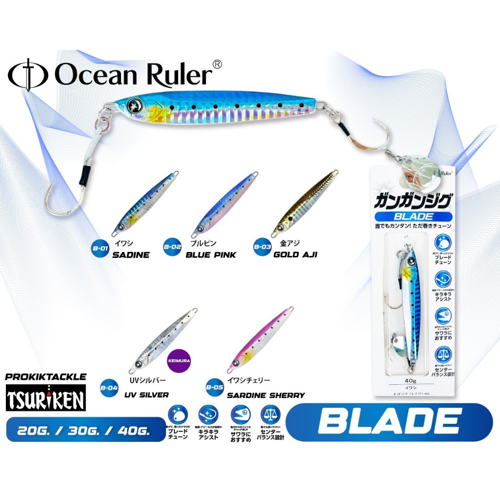 เหยื่อจิ๊ก Ocean Ruler GUNGUN JIG รุ่น BLADE มีใบสปินพร้อมตัวเบ็ด ...