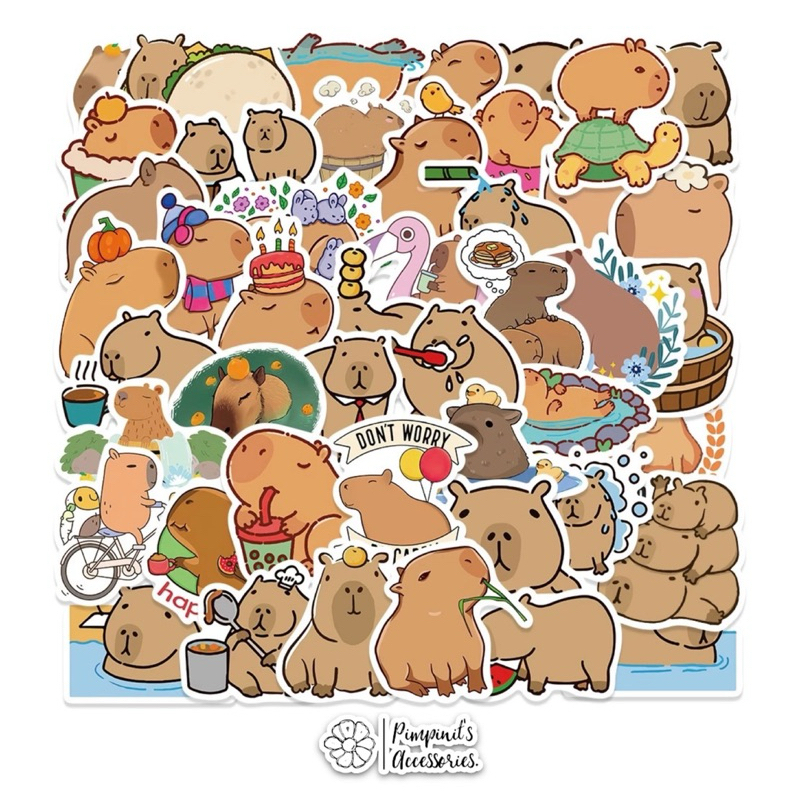 ʕ •ᴥ•ʔ พร้อมส่ง : สติ๊กเกอร์กันน้ำลายหนูยักษ์คาปิบาร่าสีน้ำตาล | Brown ...