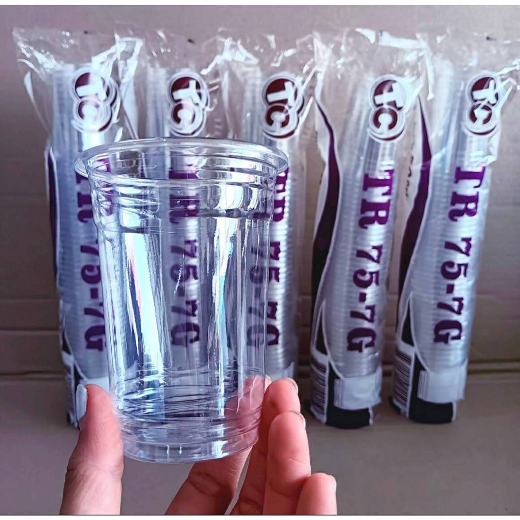 (ชุดละ 5 แพค) แก้วแข็งใสไม่แตก TR-7G แก้วPETขนาด 7 ออนซ์ ปาก 75 mm. แพ ...