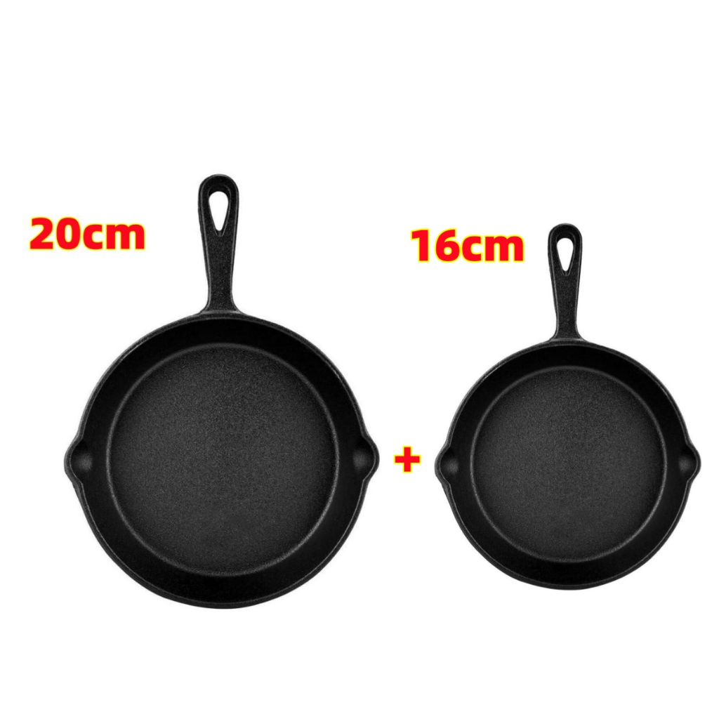 16/20ซม.กระทะหล่อเหล็กขนาดเล็กกระทะทอด cast iron skillets - Frying pan ...
