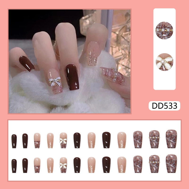 เล็บปลอมสำเร็จรูป เล็บปลอมยาว กันน้ำ ทำเล็บแฟชั่น หลากหลายสไตล์ กล่องละ ...