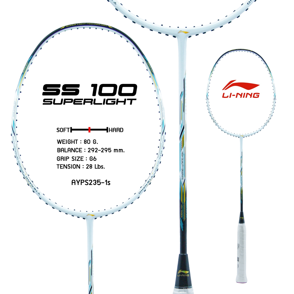 LI-NING ไม้แบดมินตัน รุ่น SUPER SERIES SS100 แถมซอง+พันด้าม+เอ็น พร้อม ...