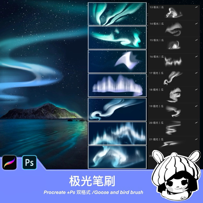 Ps/Procreate บรัชออโรร่า aurora 32 บรัช (a230) | Shopee Thailand