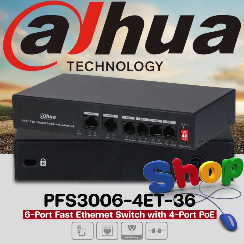 Dahua PFS3006-4ET-36 6-Port Fast Ethernet Switch with 4-Port PoE ...