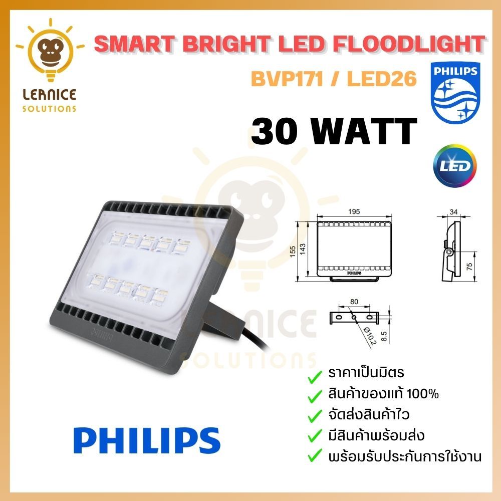 Philips โคมไฟฟลัดไลท์ฟิลิปส์ BVP171,BVP172 โคมไฟสปอต์ไลท์ ยี่ห้อฟิลิปส์ Smart Bright LED ...