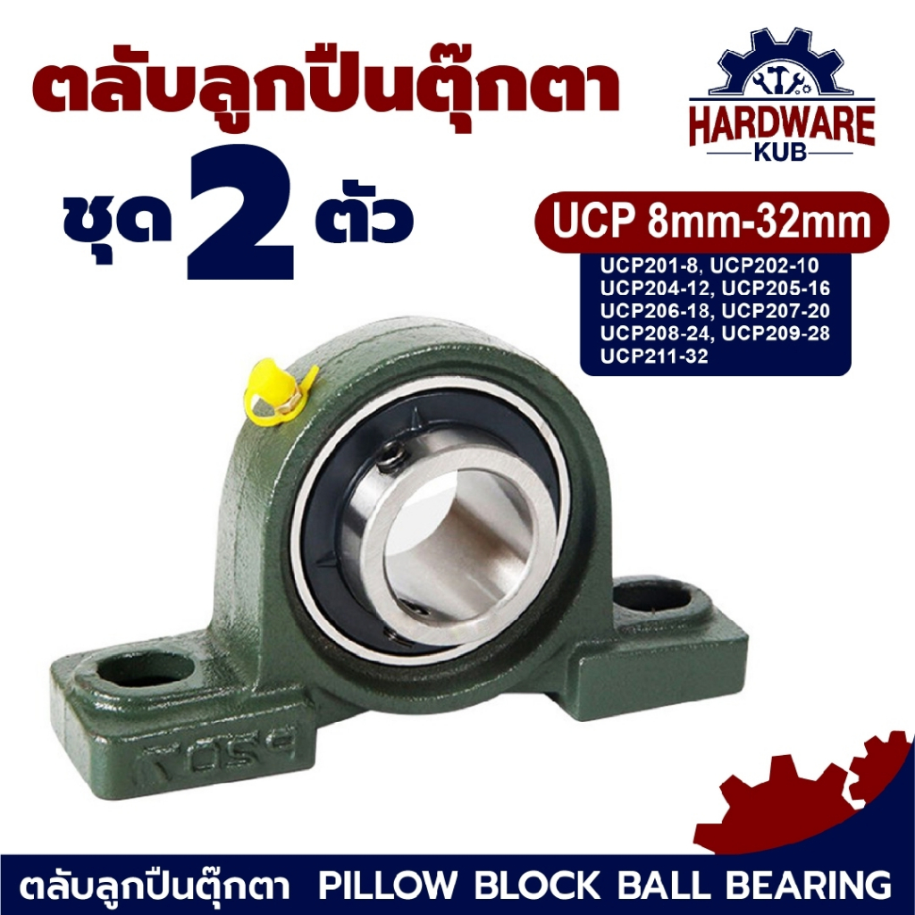 ชุด 2 ตัว Hardwarekub ตุ๊กตาลูกปืน UCP 201-8 UCP 202-10 UCP 204-12 205-16 206-18 207-20 208-24 ...