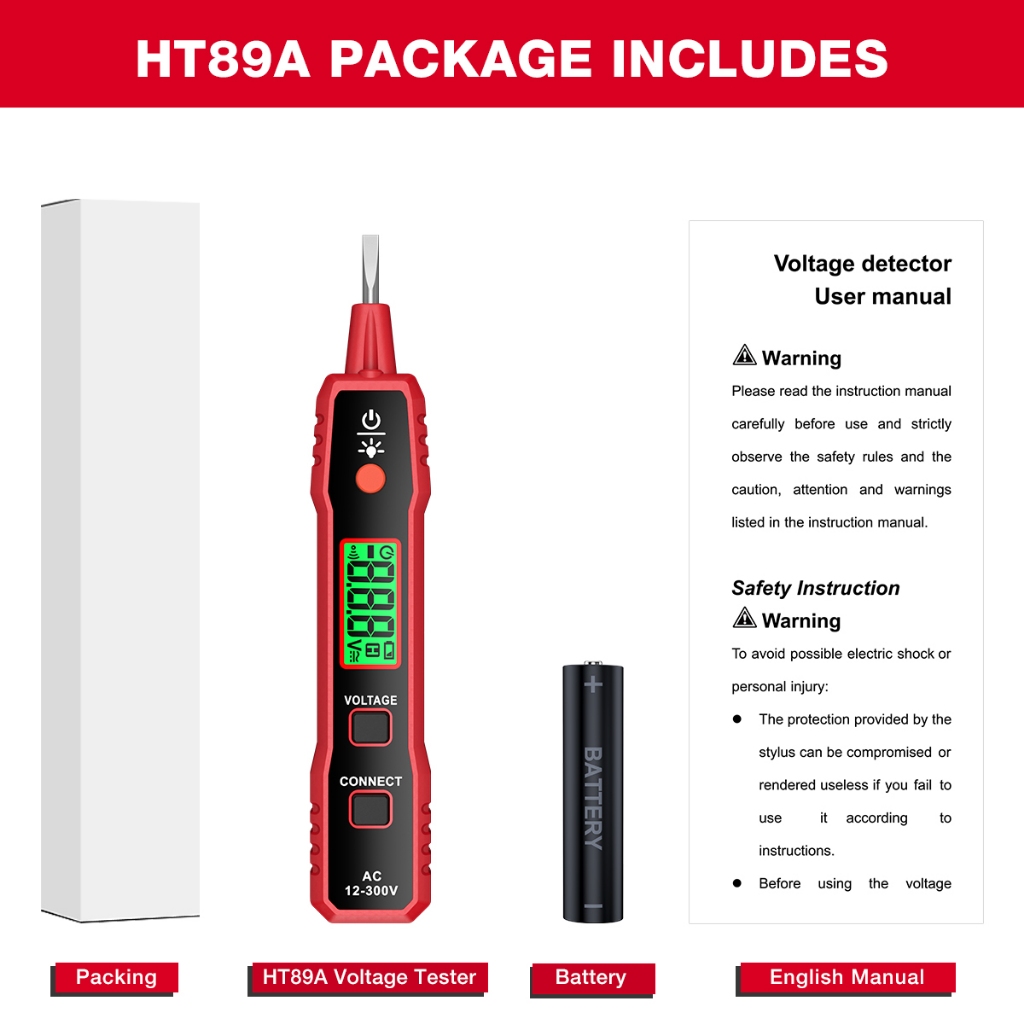 【มาถึงภายใน 3 วัน】HABOTEST HT92 HT89 HT89A NCV Test Pen 12 ~ 300V AC ...