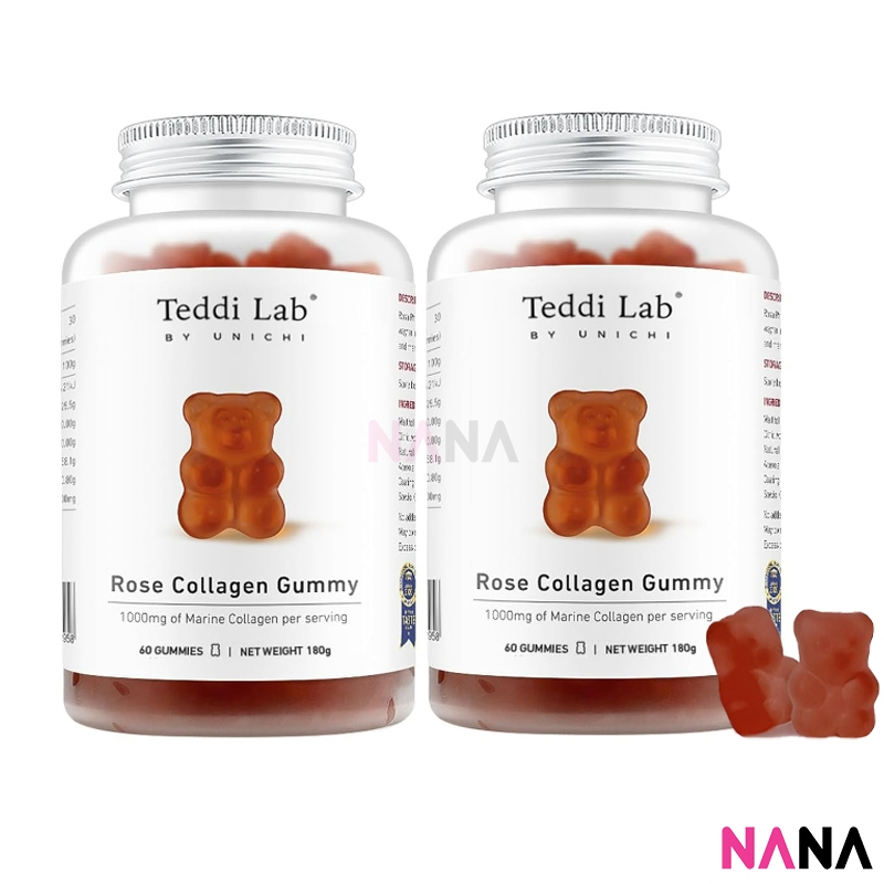 Unichi Teddi Lab Rose Collagen Gummy Bear 60 Gummies (60 Gummies x 2 ...