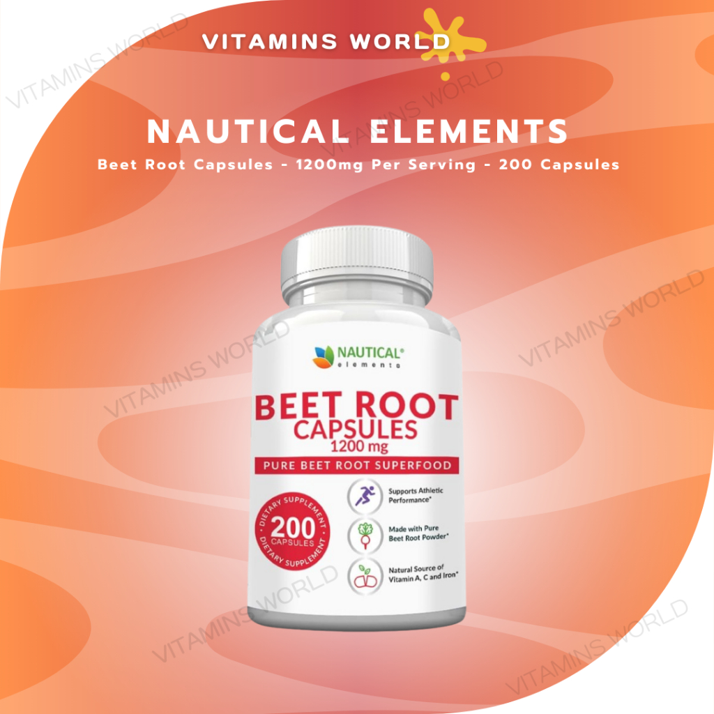 Nautical Elements Beet Root Capsules - 1200mg Per Serving - 200 Beet ...