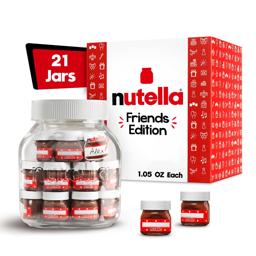 Nutella Friends Edition Spread ขวดแก้วใหญ่ มี 21 ขวดเล็ก ขนาดพกพา 630g ...